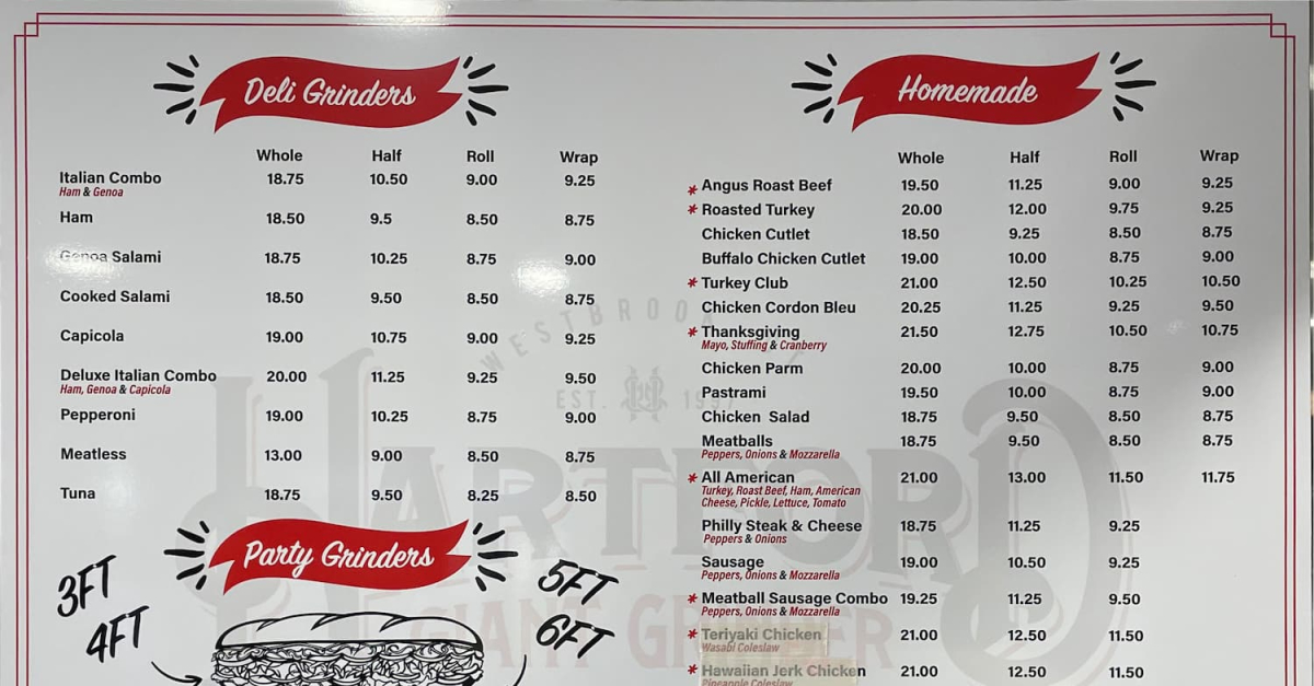 Hartford Giant Grinder - Restaurant - Let's See The Menu.com